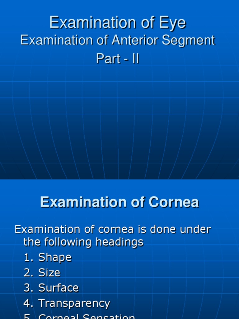 Examination of Eye PT II | PDF | Cornea | Glaucoma
