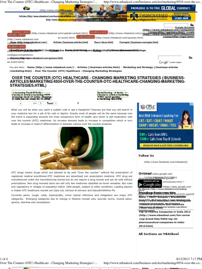Over The Counter (OTC) Healthcare - Changing Marketing Strategies | PDF ...