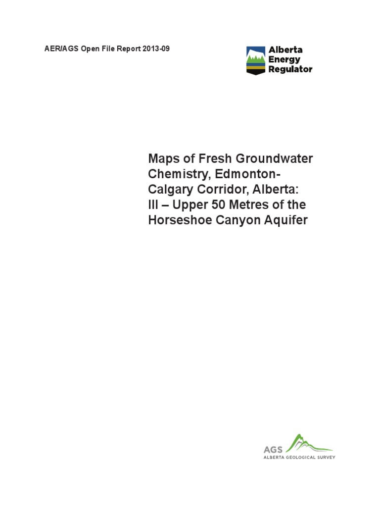 OFR 2013-09 Maps of Fresh Groundwater Chemistry, Edmonton-Calgary ...