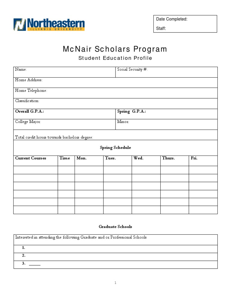 Student Education Fillable Profile | PDF | Graduate School ...