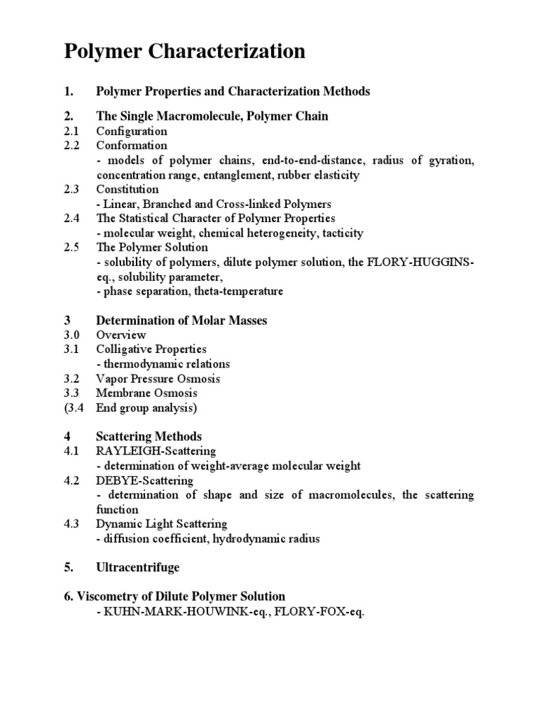 Polymer Characterisation | PDF