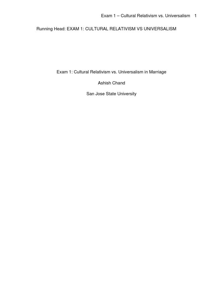 Exam 1 - Cultural Relativism vs. Universalism 1 | PDF | Human Rights ...