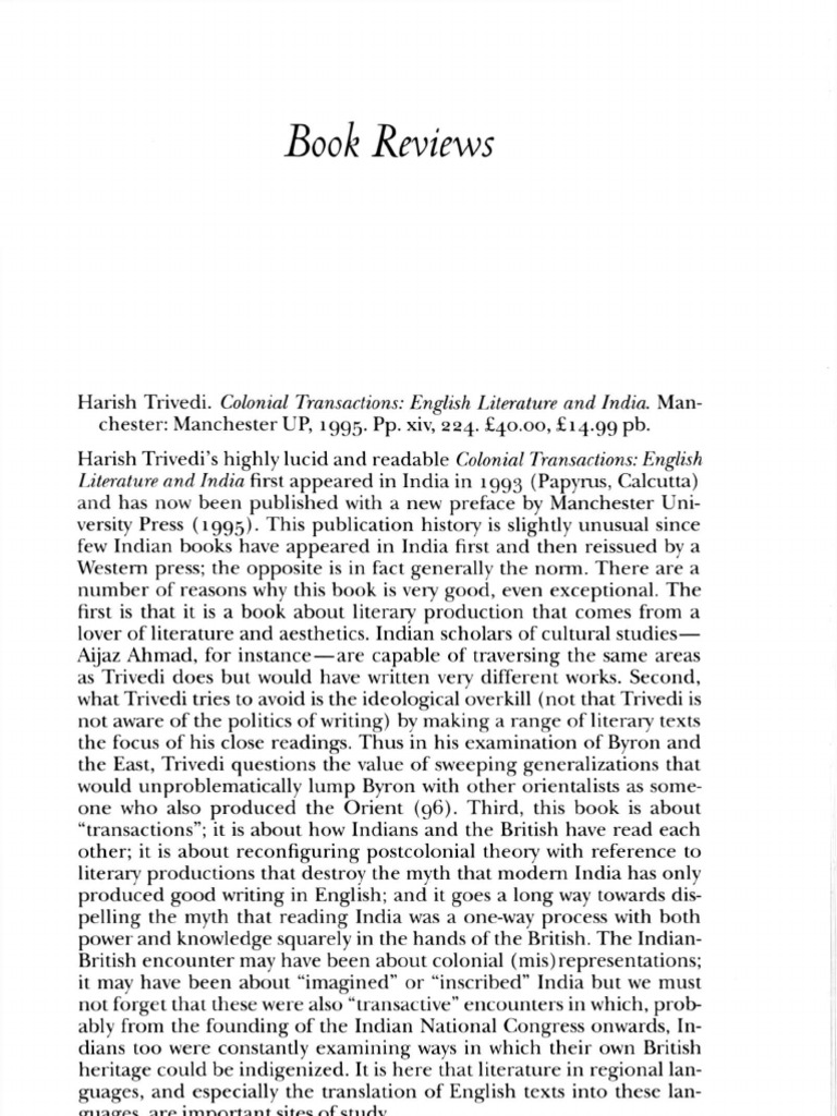 Harish Trivedi Colonial Transactions Review | PDF | Sanskrit ...
