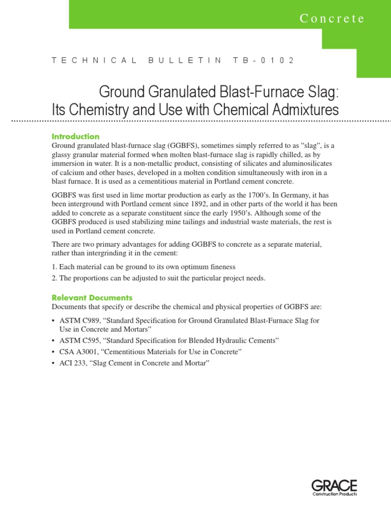 Ground Granulated Blast-Furnace Slag ASTM C 989 PDF | PDF | Fly Ash ...