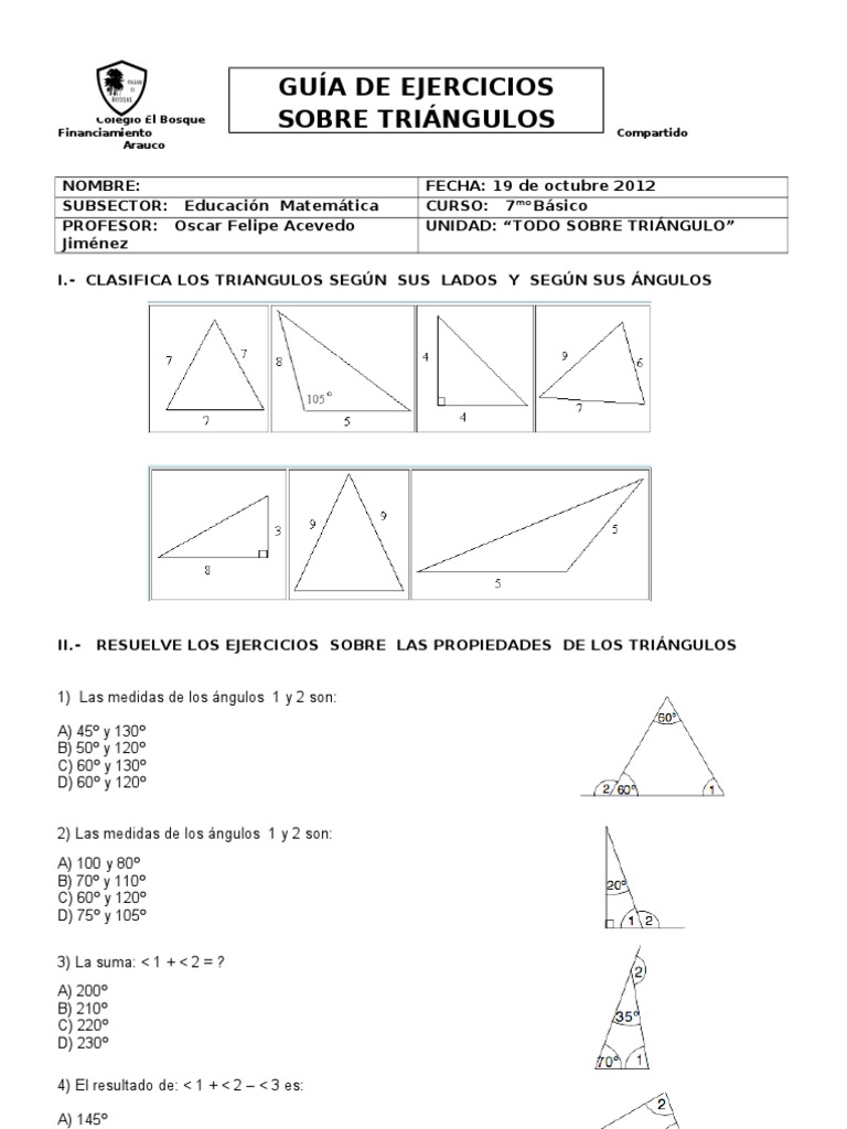 Guía de Triangulos | PDF | Triángulo | Geometría del plano euclidiano