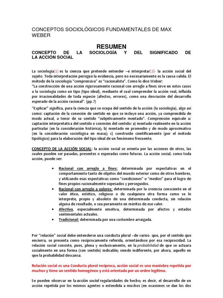 CONCEPTOS SOCIOLÓGICOS FUNDAMENTALES DE MAX WEBER (1) | Sociología ...
