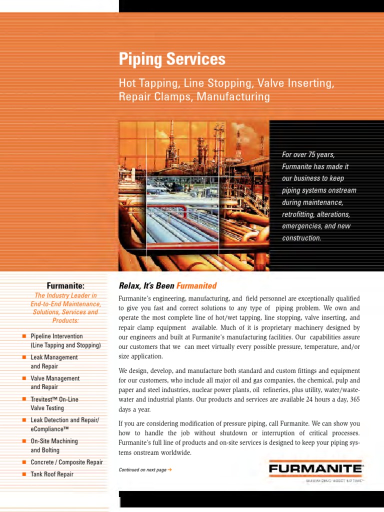 Furmanite Hot Tap and Line Stop Contractor Services Brochure | PDF ...