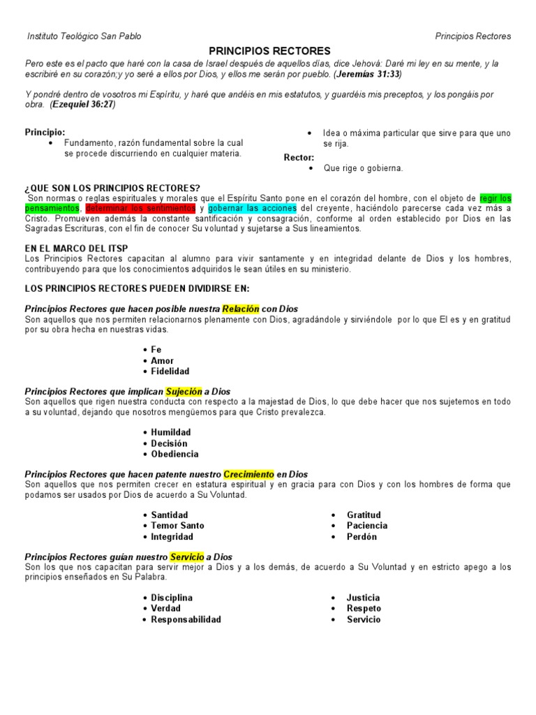 Principios Rector.. | PDF | Fe | Amor