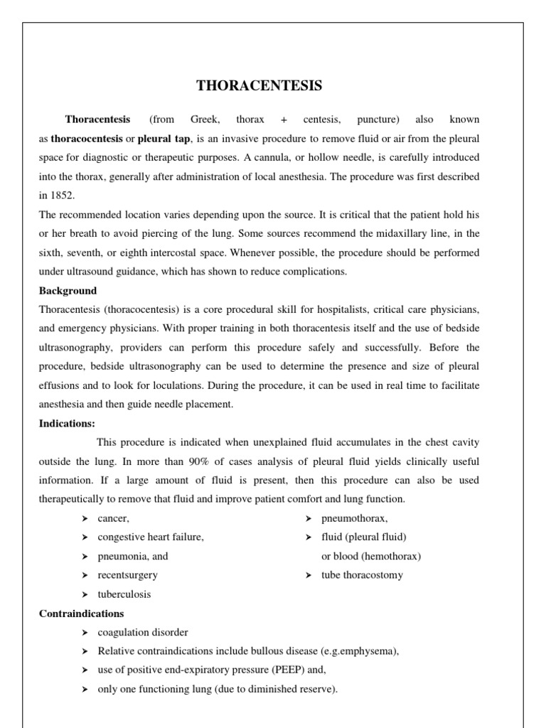 Thoracentesis | PDF | Medical Specialties | Medicine