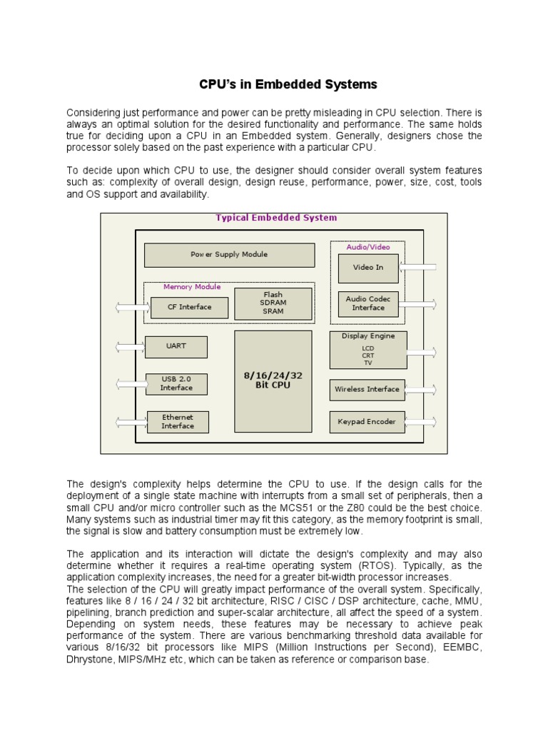 CPU's in Embedded Systems | PDF | Embedded System | Central Processing Unit