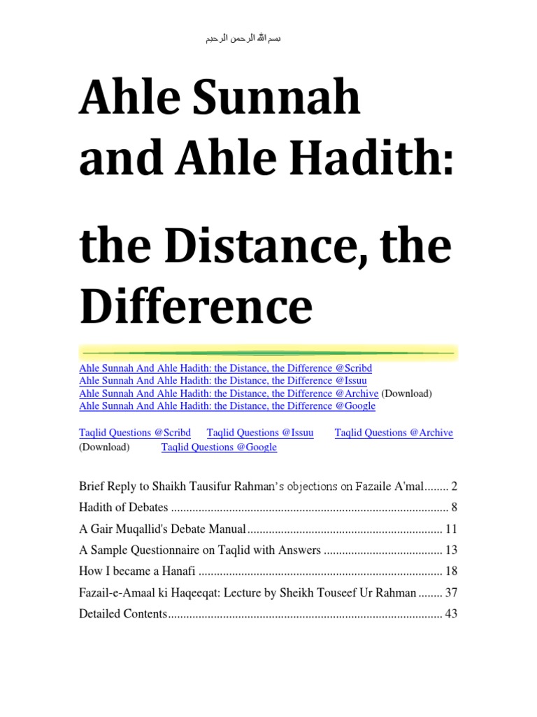 Ahle Sunnah vs Ahle Hadith Explained | PDF | Sahabah | Sharia