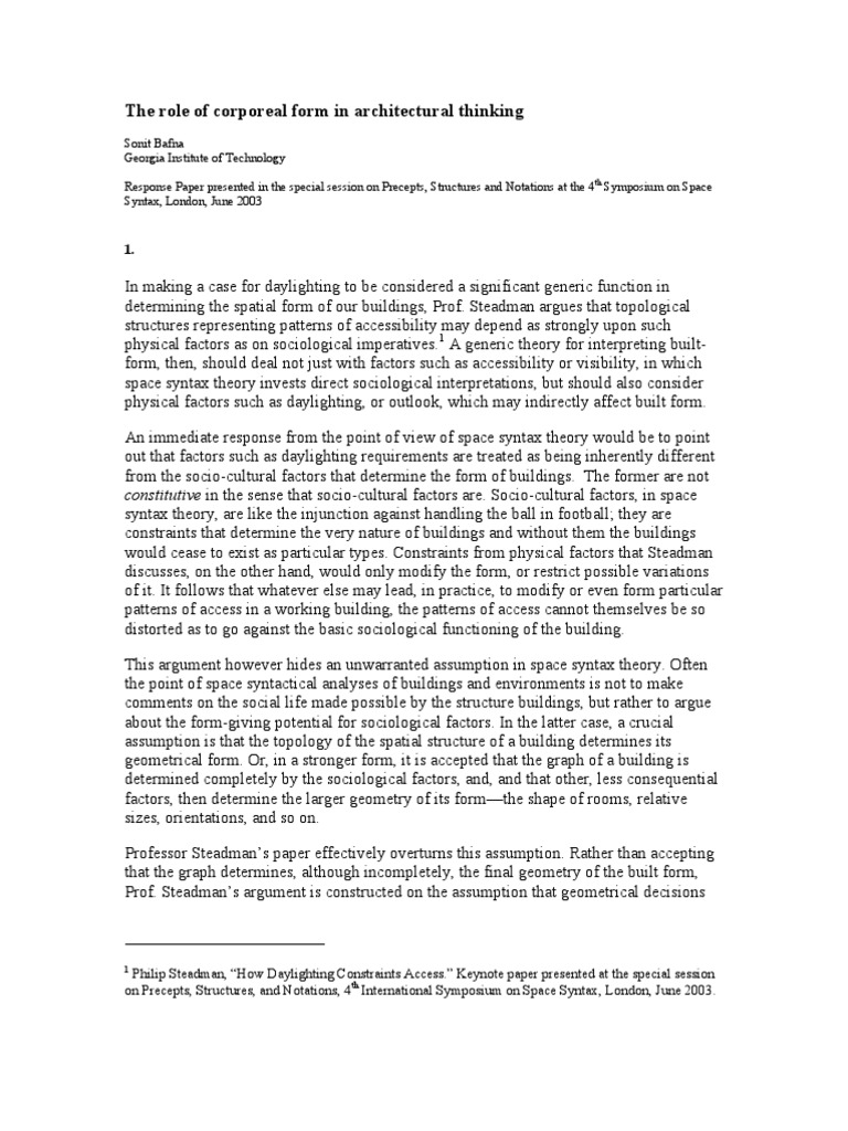 The Role of Corporeal Form in Architectural Thinking | PDF | Shape | Syntax