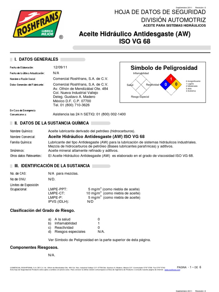 01 Hds Hidraulico Aw Iso VG 68 r4 | PDF | Petróleo | Agua
