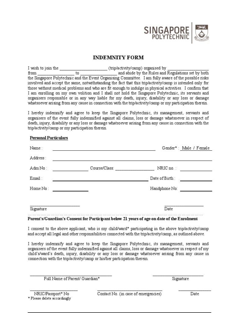 SP Indemnity Form | PDF | Business