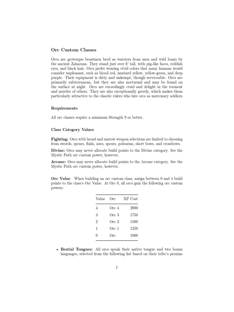 Orc Custom Classes | PDF | Fantasy Creatures | Fantasy
