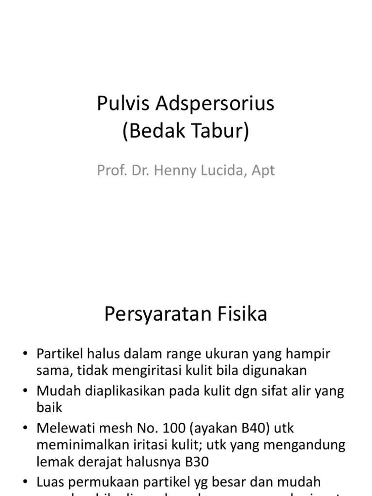 Pulvis Adspersorius | PDF | Kesehatan Holistik