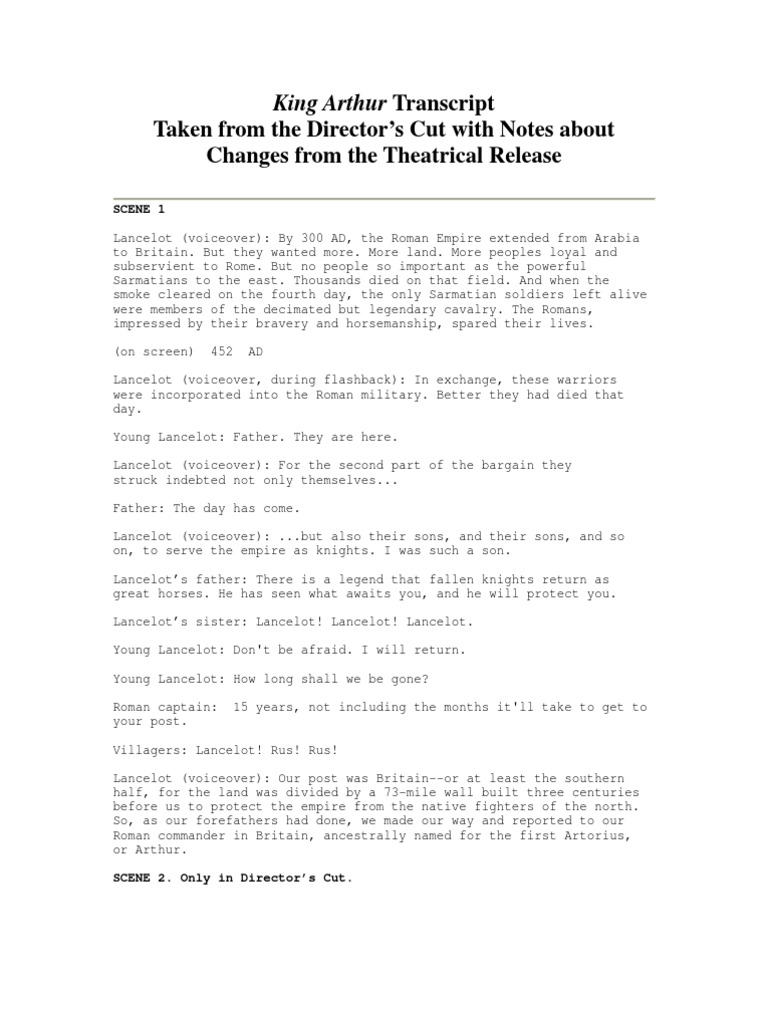 King Arthur Script | PDF