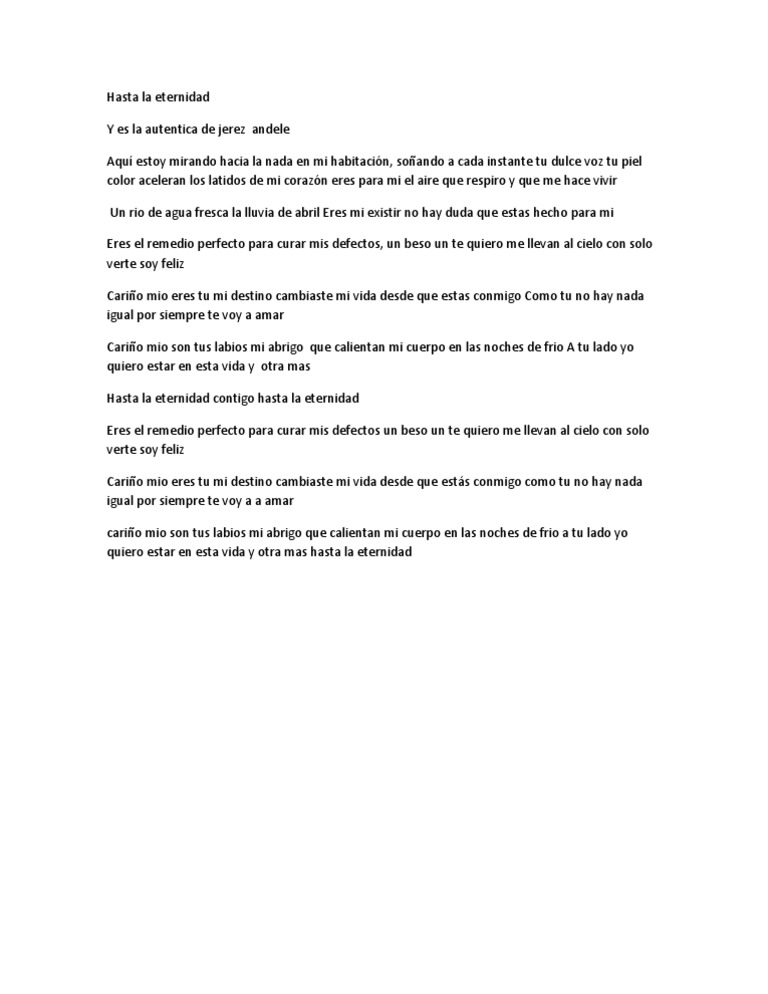 Hasta la eternidad: Letra auténtica | PDF