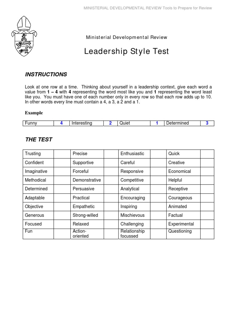 Leadership Style Test: Instructions | PDF | Empathy | Leadership