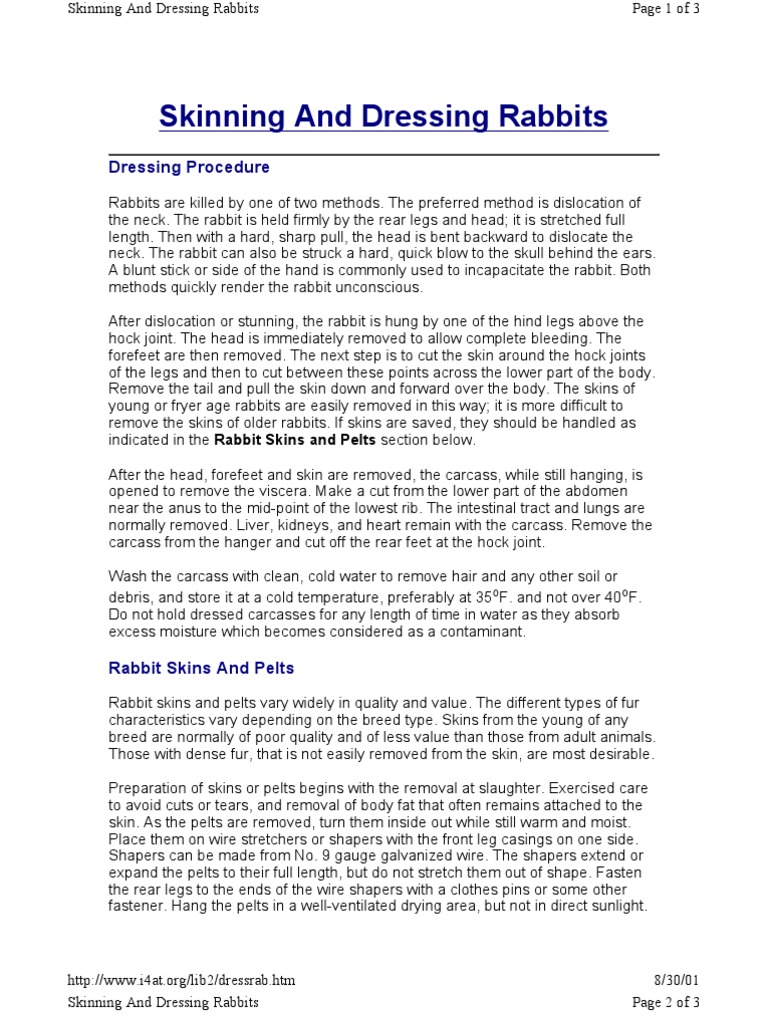 Skinning and Dressing Rabbits | PDF