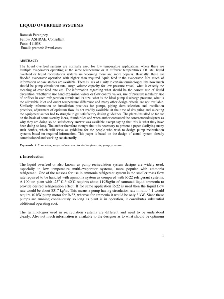 Liquid Overfeed Systems Explained | PDF | Pump | Valve