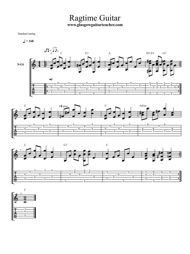 Ragtime Guitar Chords