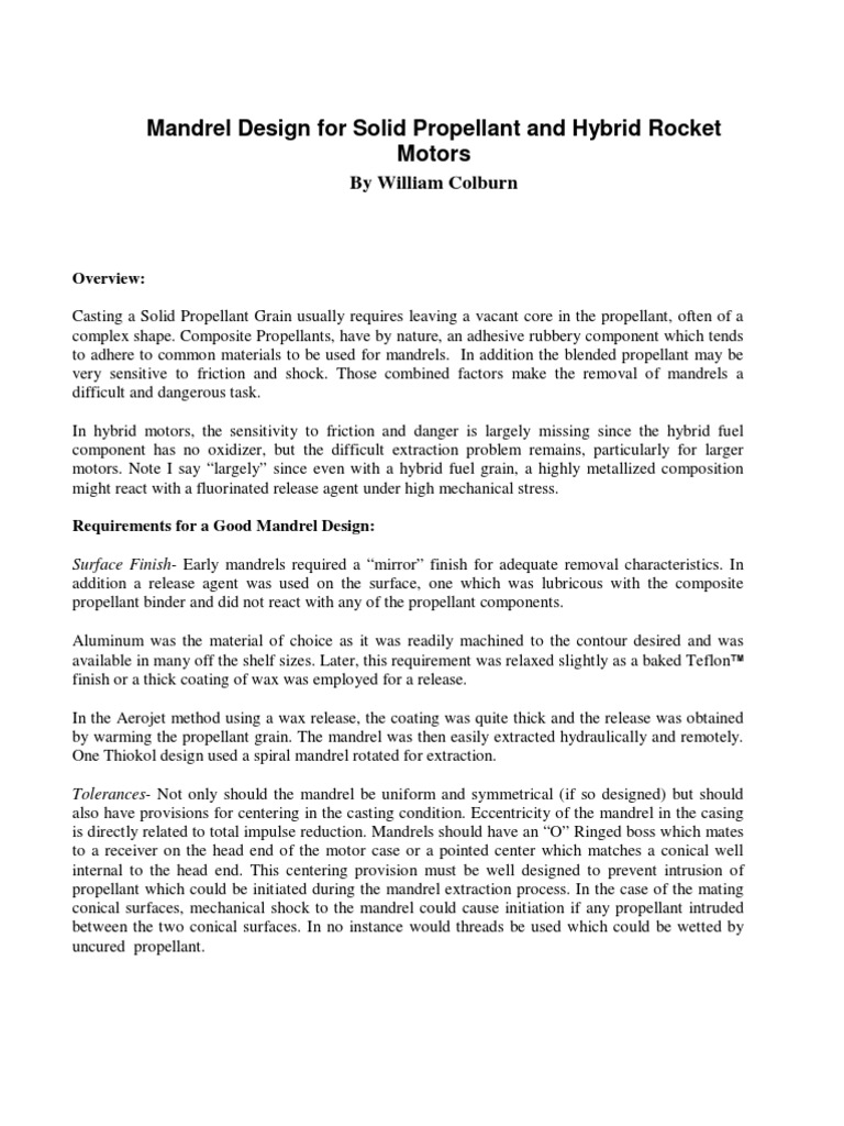 Mandrel Design For Rocket Motors | PDF | Rocket Propellant | Manmade ...