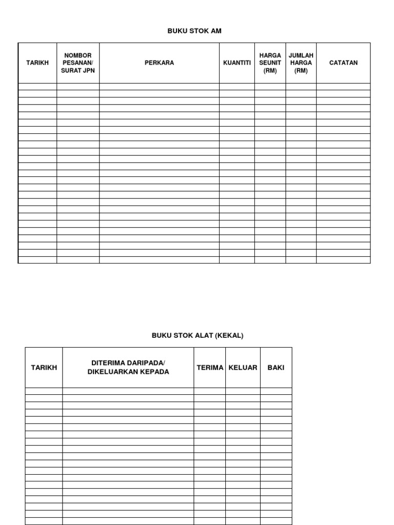 Contoh Buku Stok | PDF