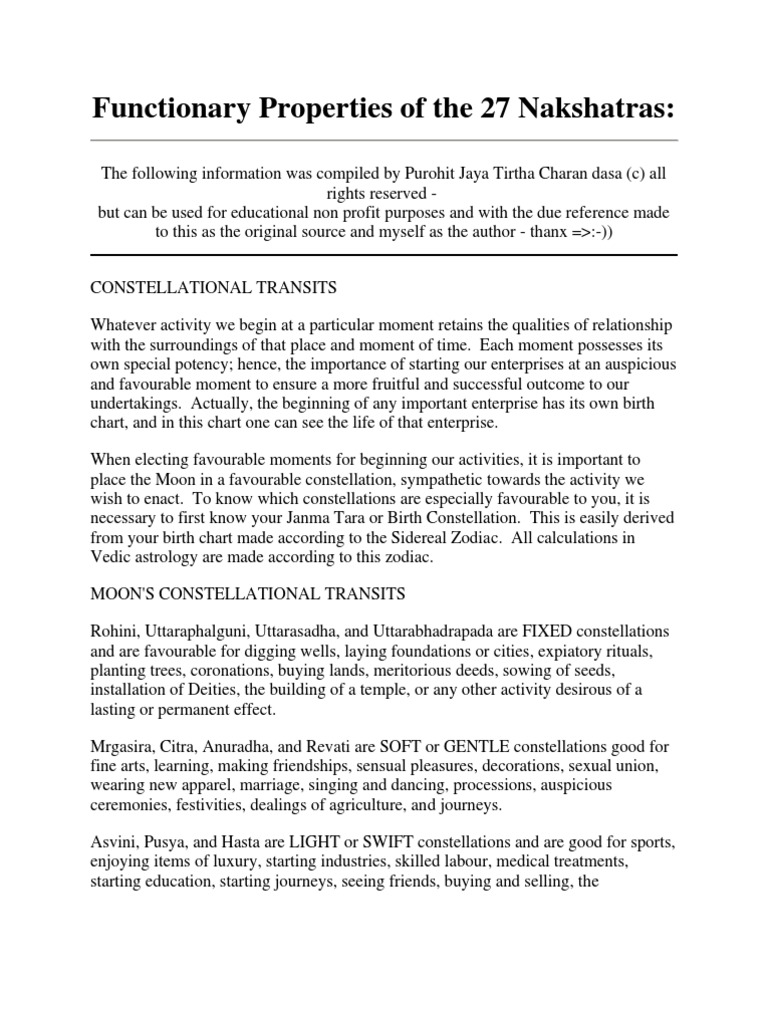 27 Nakshatras | PDF | Science | Astronomy