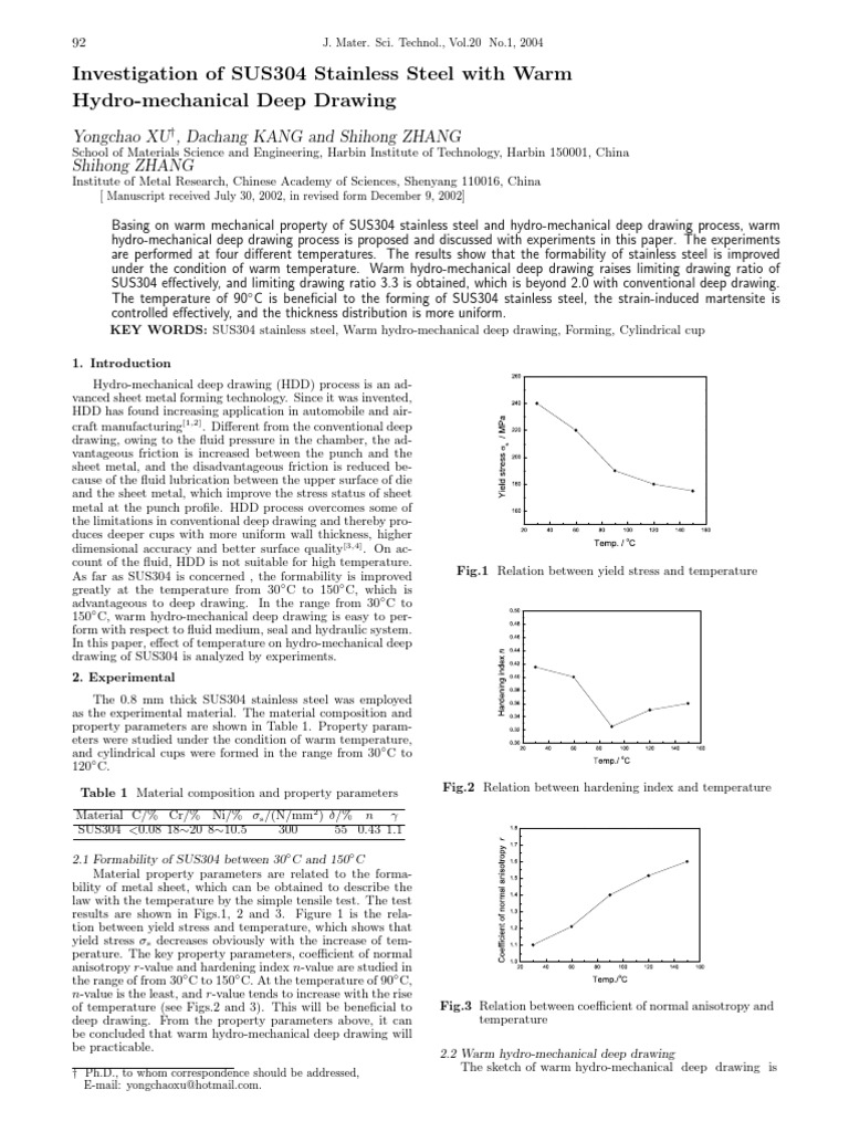 Investigation+of+SUS304+Stainless+Steel+With+Warm+Hydro Mechanical+Deep+Drawing | PDF | Sheet ...