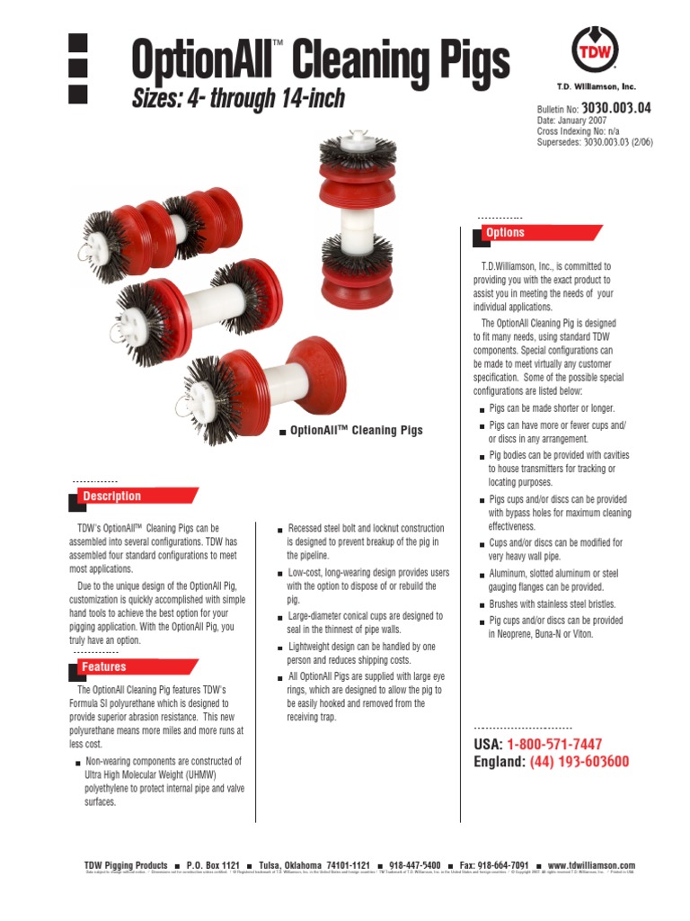 Option All Cleaning Pig | PDF | Pipe (Fluid Conveyance) | Nature