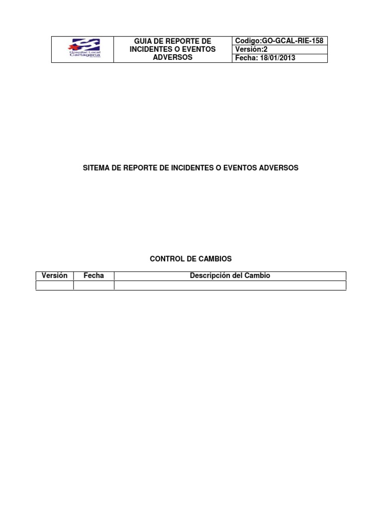 Guia de Reporte de Eventos Adversos | PDF | Seguridad del paciente ...