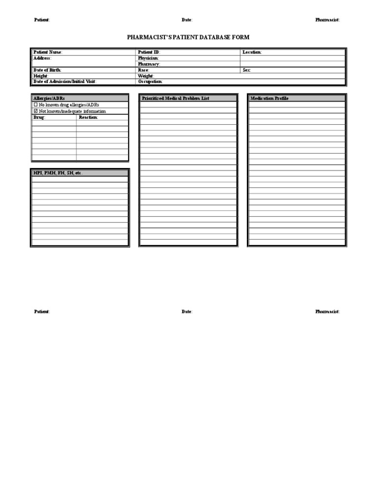 Comprehensive Patient Care Form | PDF | Dose (Biochemistry) | Chemistry