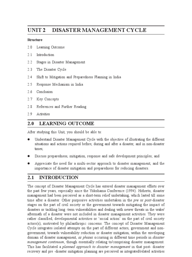 Unit-2 Disaster Management Cycle | PDF | Emergency Management ...