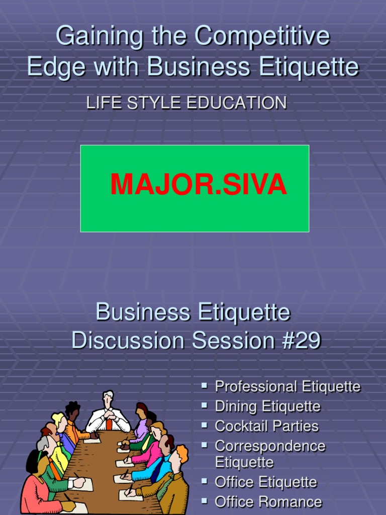 Business Etiquette | PDF | Lunch | Etiquette