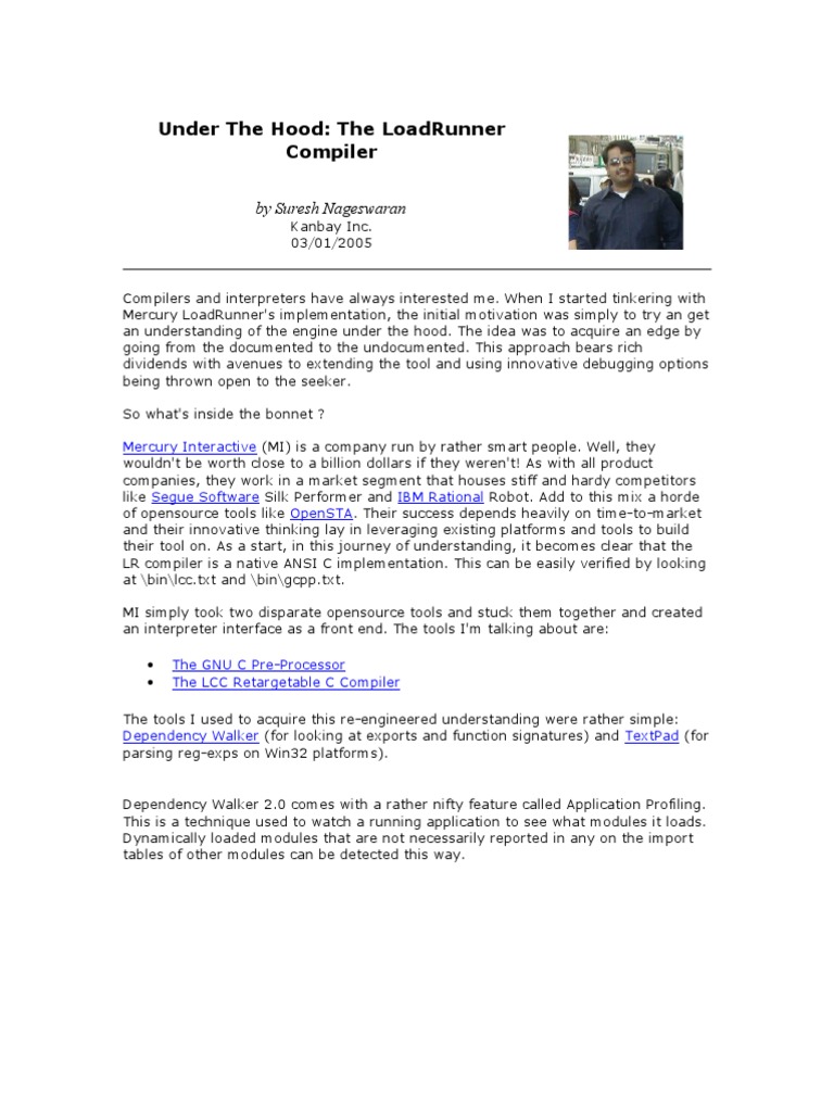 Under The Hood The Loadrunner Compiler | PDF | Command Line Interface | C (Programming Language)