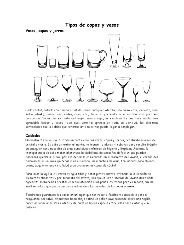Tipos de Copas y Vasos para Bebidas | PDF | brandy | Vino