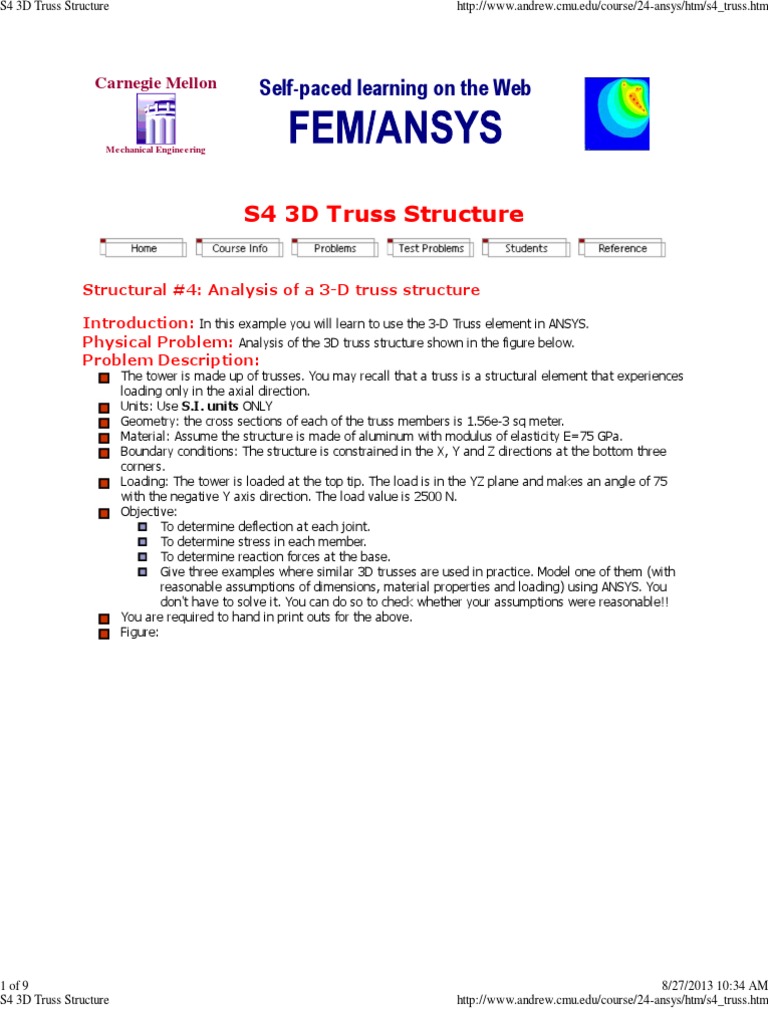 S4 3d Truss Structure Pdf Pdf Truss Applied And Interdisciplinary