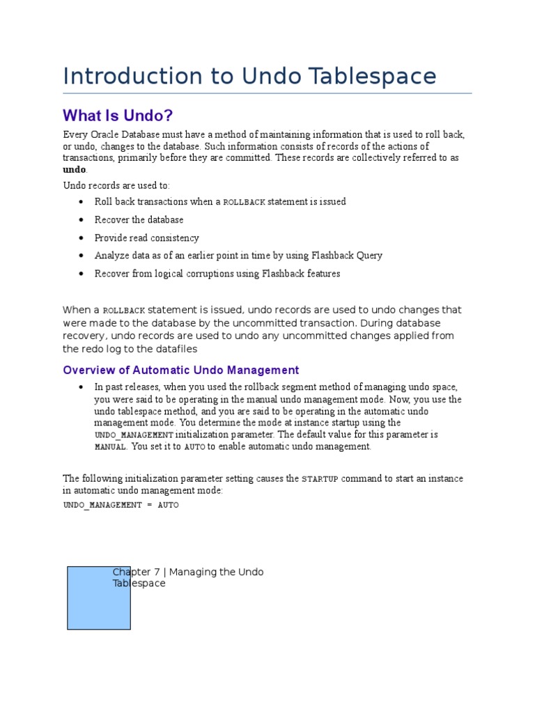 7managing The Undo Table Space | PDF | Database Transaction | Areas Of Computer Science