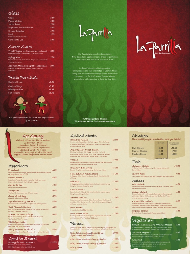 La Parrilla - New Menu | PDF | Steak | Salad