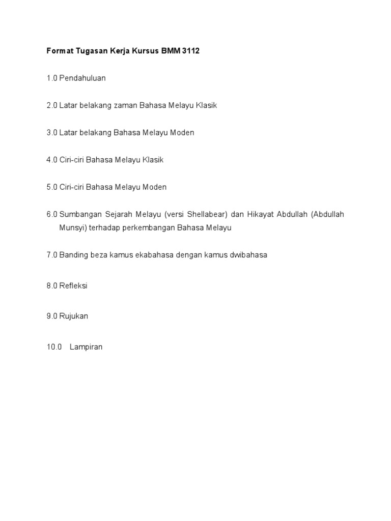 Format Tugasan Kerja Kursus BMM 3112 | PDF