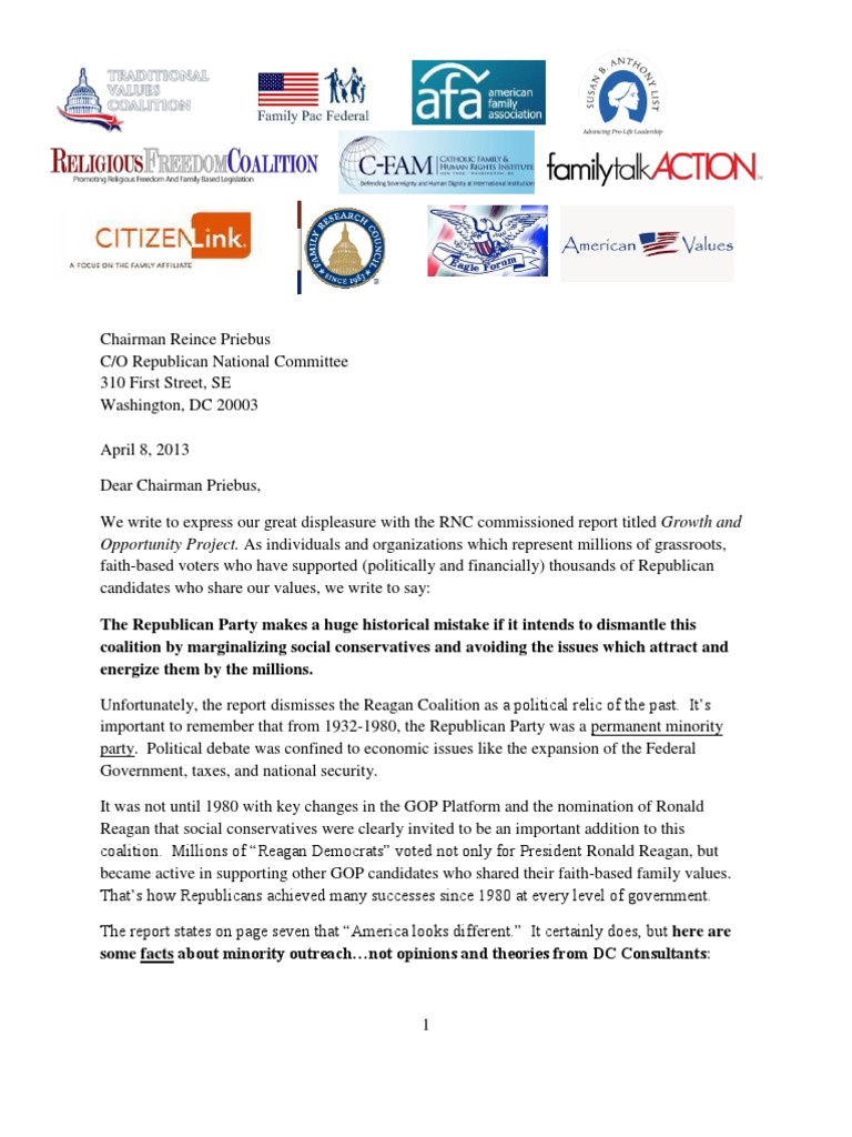 Letter To Chairman Priebus | Download Free PDF | Republican National ...