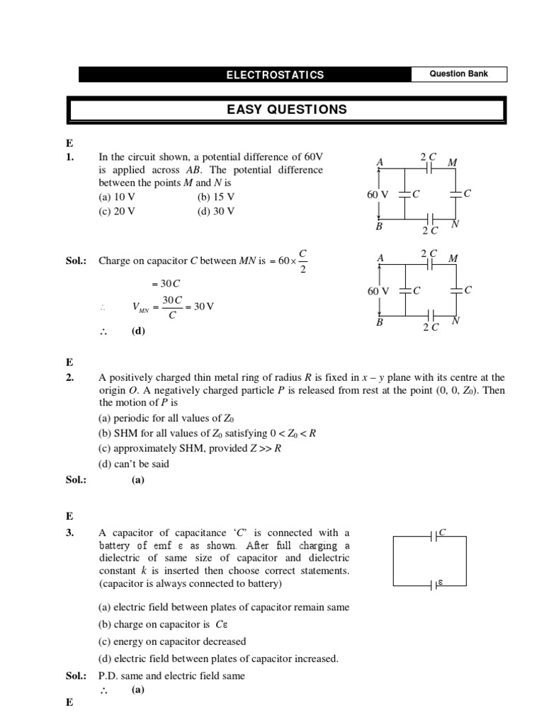 Electrostatics Solved QBPDF | PDF | Electrostatics | Capacitor