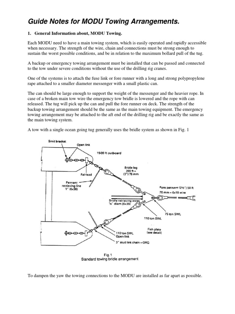 Guide Notes For MODU Towing Arrangements | Anchor | Tugboat