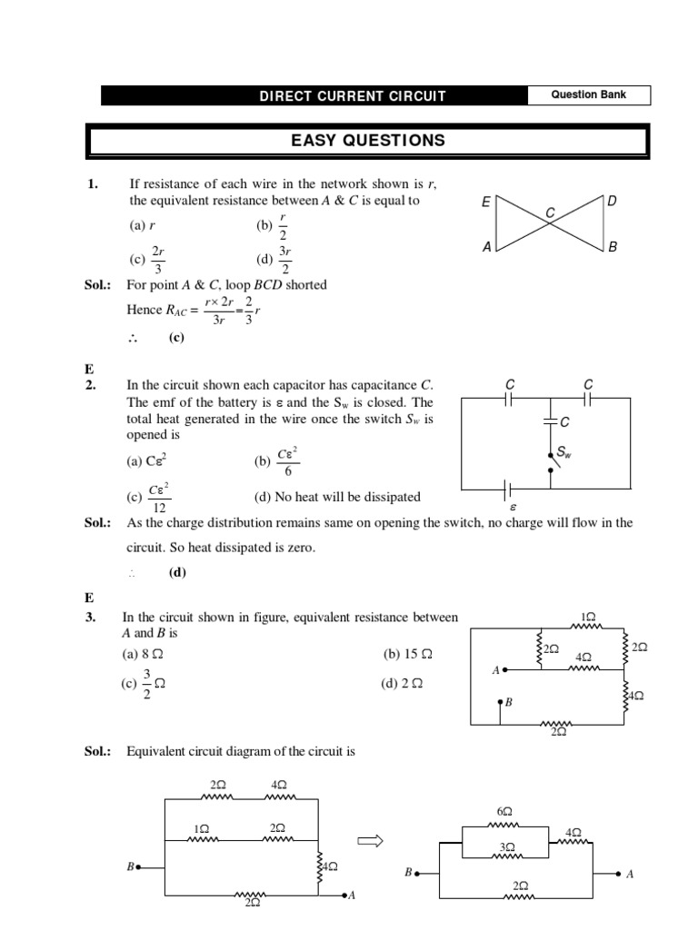 Analysis of Direct Current Circuit Problems | PDF | Series And Parallel ...
