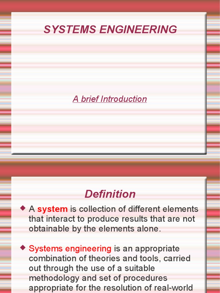 Systems Engineering Presentation | PDF | Systems Engineering | System