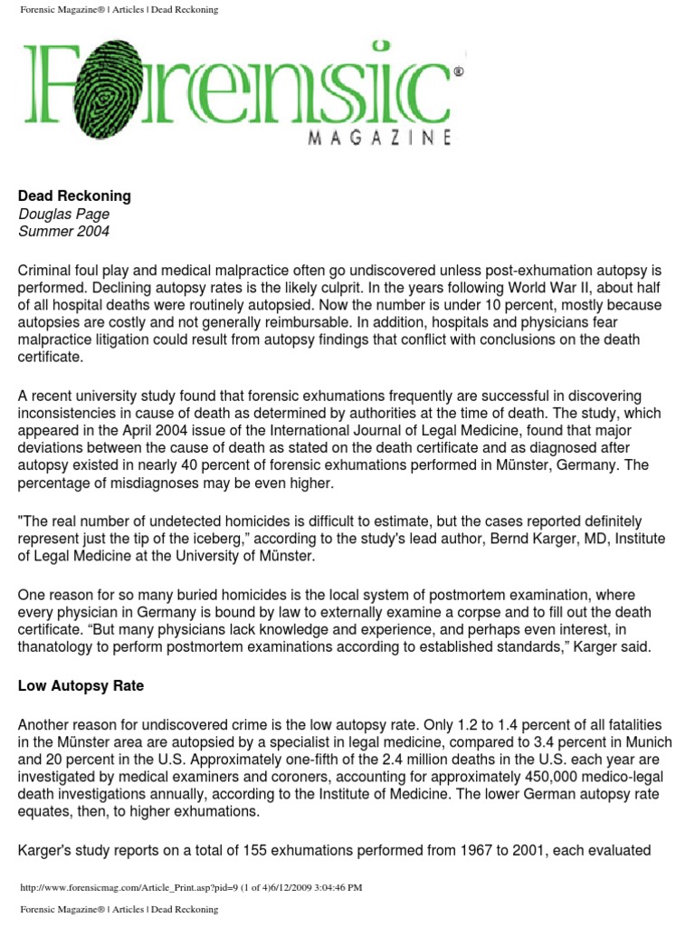 Dead Reckoning | PDF | Autopsy | Forensic Science