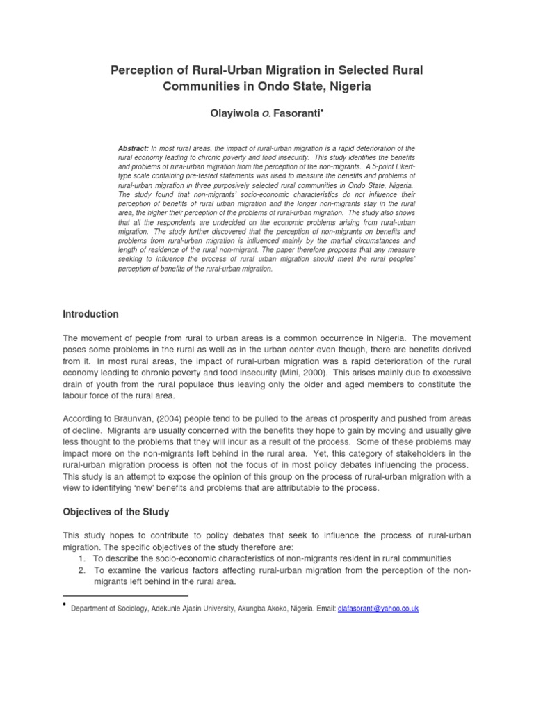 Rural-Urban Migration Insights | PDF | Urbanization | Immigration