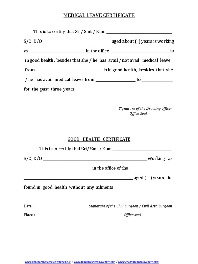 Medical Leave Certificate Template | PDF