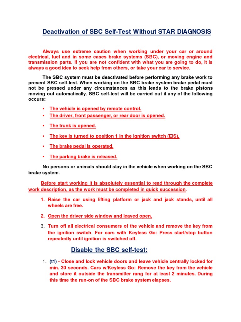 Deactivating SBC Self-Test Procedure | PDF | Brake | Vehicles